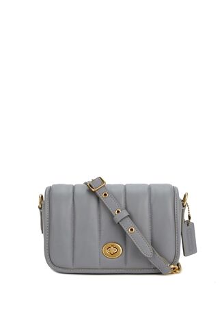 Coach Kadın Dinky Gri Kapitoneli Deri Omuz Çantası EU