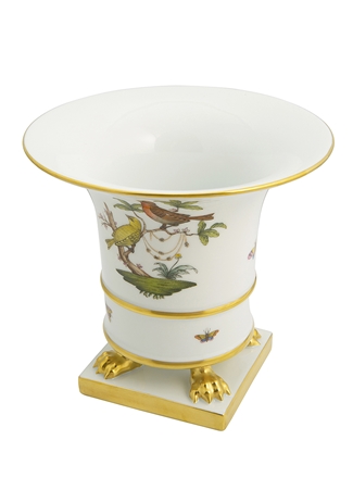 Herend Çiçek Desenli Porselen Vazo Çok Renkli