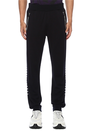 Z Zegna Erkek Lacivert Şerit Detaylı Yün Jogger Eşofman Altı M EU