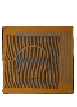 Pal Zileri Erkek Hardal Geometrik Desenli İpek Atkı Sarı EU