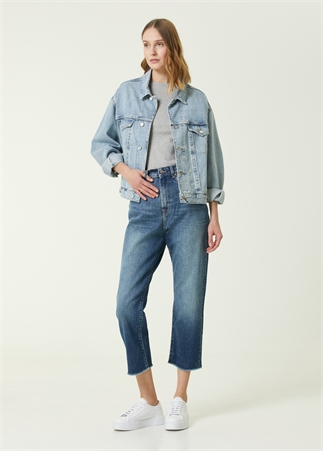 7 For All Mankind Kadın Lacivert Boru Paça Jean Pantolon Mavi 25 US 7 For All Mankind Kadın Lacivert Boru Paça Jean Pantolon Mavi 25 US