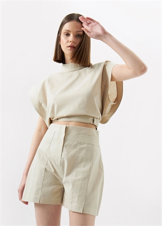 Wabi Sabi Kadın Tyra Bej Dikiş Detaylı Yüksek Bel Şort S Wabi Sabi Kadın Tyra Bej Dikiş Detaylı Yüksek Bel Şort S