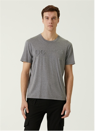 Dolce&Gabbana Erkek Gri Logo Nakışlı Basic T-shirt 46 IT Dolce&Gabbana Erkek Gri Logo Nakışlı Basic T-shirt 46 IT
