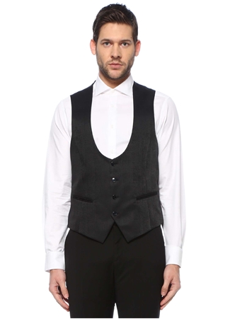 Cerimonia Erkek Lacivert U Yaka Yün Yelek 54 IT