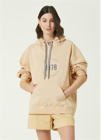 Brunello Cucinelli Kadın Bej Kapüşonlu Sweatshirt S Eu