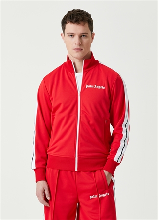 Palm Angels Erkek Kırmızı Şerit Detaylı Logolu Sweatshirt S EU Palm Angels Erkek Kırmızı Şerit Detaylı Logolu Sweatshirt S EU