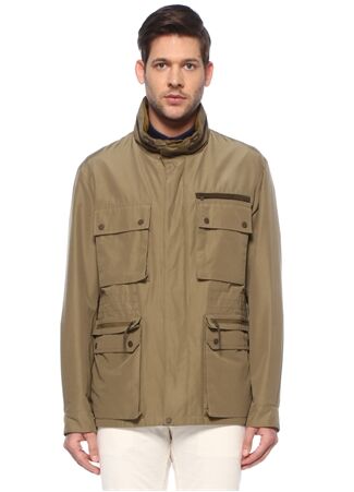 Zegna Erkek Bej Dik Yaka Cepli Ceket 52 IT