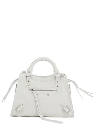 Balenciaga Kadın Classic Beyaz Logolu Deri Omuz Çantası EU