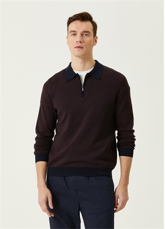 Palzileri Lab Erkek Lacivert Polo Yaka Desenli Yün Kazak 50 IT Palzileri Lab Erkek Lacivert Polo Yaka Desenli Yün Kazak 50 IT