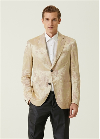 Pal Zileri Erkek Bej Kelebek Yaka Etnik Desenli Keten Ceket Sarı 50 IT Pal Zileri Erkek Bej Kelebek Yaka Etnik Desenli Keten Ceket Sarı 50 IT