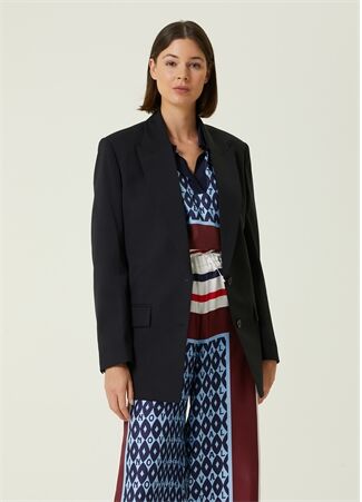 Valentino Kadın Lacivert Kırlangıç Yaka Ceket 42 IT