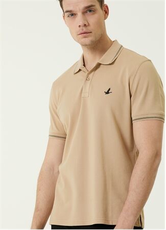 Beymen Club Erkek Comfort Fit Bej Polo Yaka Logolu T-shirt Kahverengi S