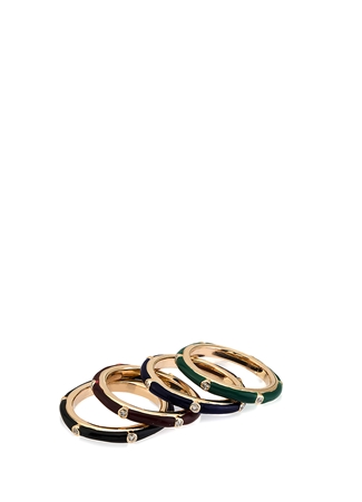 Collection-Dione Design Kadın Enamel Mineli Pırlantalı Altın Rengi Yüzük EU