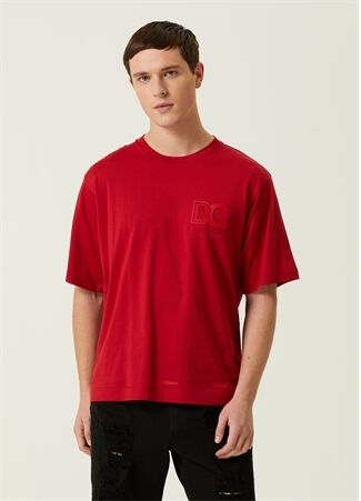 Dolce&Gabbana Erkek Kırmızı Bisiklet Yaka Logolu T-shirt 44 IT