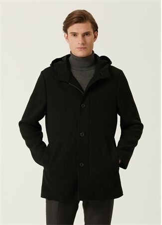 Network Erkek Slim Fit Siyah Kaban 58 EU