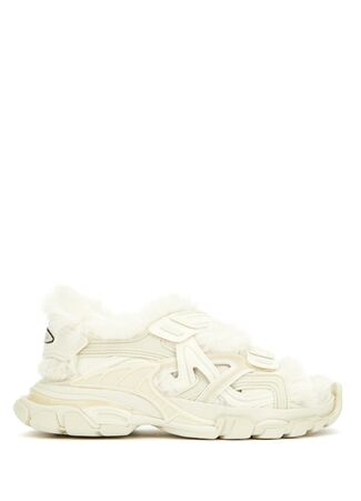 Balenciaga Kadın Beyaz Peluş Detaylı Sandalet Bej 36 EU