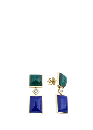 Collection-Dione Design Kadın Reflection Malahit ve Lapis Taşlı Altın Rengi Küpe EU Collection-Dione Design Kadın Reflection Malahit ve Lapis Taşlı Altın Rengi Küpe EU