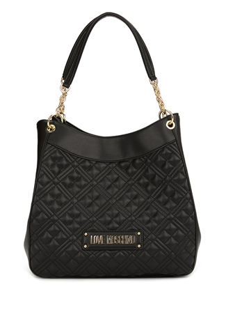 Love Moschino Kadın Siyah Kapitoneli Logolu Deri Hobo EU Love Moschino Kadın Siyah Kapitoneli Logolu Deri Hobo EU