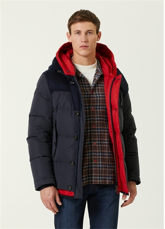 Kiton Erkek Lacivert Kırmızı Kapüşonlu Puff Parka 50 IT Kiton Erkek Lacivert Kırmızı Kapüşonlu Puff Parka 50 IT