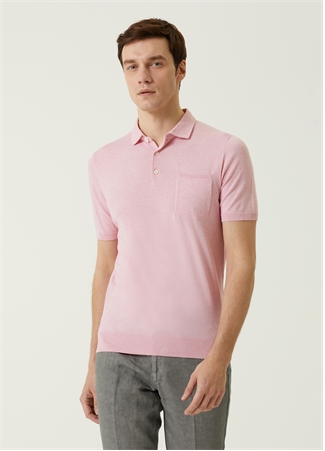 Isaia Erkek Pembe Polo Yaka Cepli Kısa Kollu Triko XL EU Isaia Erkek Pembe Polo Yaka Cepli Kısa Kollu Triko XL EU
