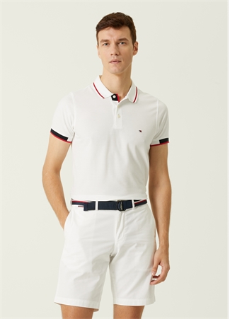 Tommy Hilfiger Erkek Slim Fit Beyaz Polo Yaka Logolu T-shirt S EU Tommy Hilfiger Erkek Slim Fit Beyaz Polo Yaka Logolu T-shirt S EU