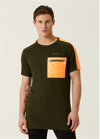 Balmain Erkek Haki Neon Şeritli Logolu T-shirt Turuncu S EU Balmain Erkek Haki Neon Şeritli Logolu T-shirt Turuncu S EU