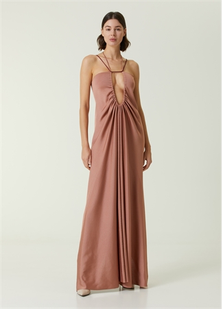 Victoria Beckham Kadın Nude Dekolte Detaylı Maxi Elbise Pembe S EU Victoria Beckham Kadın Nude Dekolte Detaylı Maxi Elbise Pembe S EU