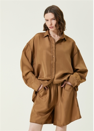 Toteme Kadın Camel Nakış Detaylı İpek Gömlek Kahverengi 34 Fr Toteme Kadın Camel Nakış Detaylı İpek Gömlek Kahverengi 34 Fr