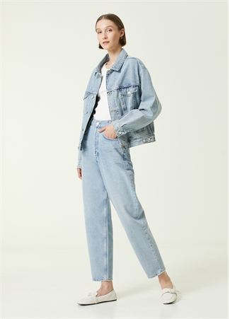 Agolde Kadın Tapered Baggy Mavi Jean Pantolon 30 US Agolde Kadın Tapered Baggy Mavi Jean Pantolon 30 US