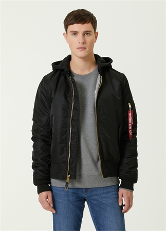 Alpha Industries Erkek Siyah Kapüşonlu Bomber Mont S EU Alpha Industries Erkek Siyah Kapüşonlu Bomber Mont S EU