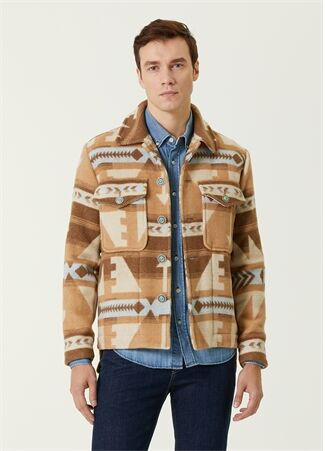 Frontstreet 8 Erkek Bej Etnik Desenli Mont 46 IT