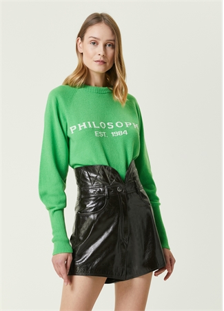 Philosophy di Lorenzo Serafini Kadın Yeşil Bisiklet Yaka Logolu Yün Sweatshirt 38 IT Philosophy di Lorenzo Serafini Kadın Yeşil Bisiklet Yaka Logolu Yün Sweatshirt 38 IT