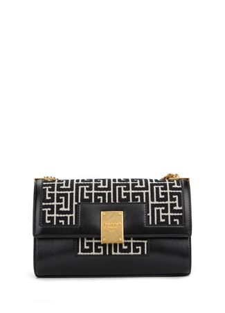 Balmain Kadın Siyah Beyaz Geometrik Desenli Omuz Çantası EU Balmain Kadın Siyah Beyaz Geometrik Desenli Omuz Çantası EU