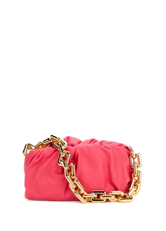 Bottega Veneta Kadın Chain Pouch Pembe Deri Omuz Çantası EU Bottega Veneta Kadın Chain Pouch Pembe Deri Omuz Çantası EU