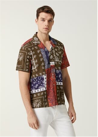 Beymen Club Erkek Kahverengi Patchwork Şal Desenli Gömlek S