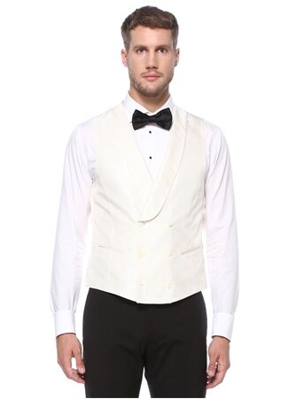 Pal Zileri Erkek Beyaz Şal Yaka Dokulu İpek Yelek Gri 50 IT