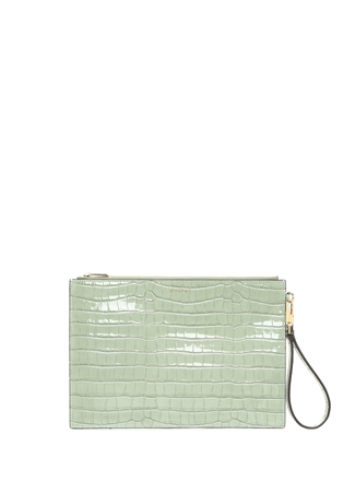 Beymen Kadın Aden Yeşil Krokodil Dokulu Deri El Portföyü EU