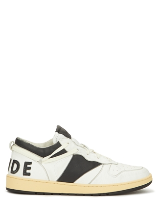 Rhude Erkek Beyaz Siyah Logolu Deri Sneaker 8 UK Rhude Erkek Beyaz Siyah Logolu Deri Sneaker 8 UK