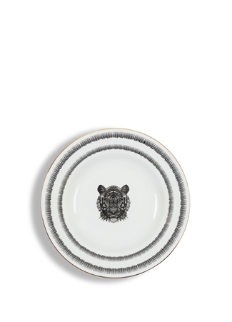 Some Home İstanbul Bold Collectıon Kaplan Figürlü 22 Cm Çukur Tabak Siyah