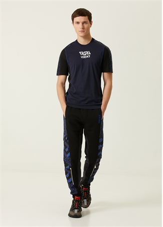 Versace Erkek Siyah Mavi Logo Desenli Jogger Eşofman Altı S EU Versace Erkek Siyah Mavi Logo Desenli Jogger Eşofman Altı S EU