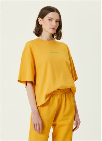 Les Benjamins Kadın Oversize Hardal Bisiklet Yaka Crop T-shirt Kahverengi L Eu