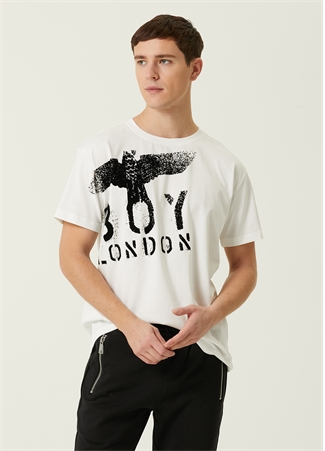 Boy London Erkek Beyaz Logo Detaylı T-shirt XS EU