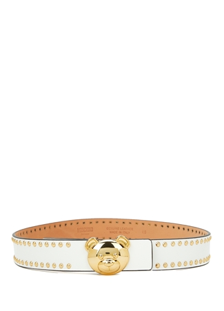 Moschino Kadın Beyaz Gold Ayıcık Tokalı Deri Kemer 40 IT Moschino Kadın Beyaz Gold Ayıcık Tokalı Deri Kemer 40 IT