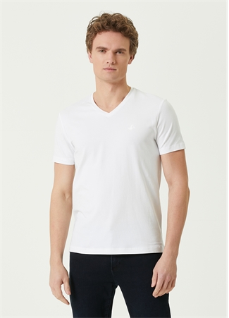 Beymen Club Erkek Beyaz V Yaka Logolu Basic T-shirt S Beymen Club Erkek Beyaz V Yaka Logolu Basic T-shirt S