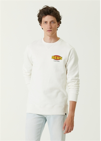Deus Ex Machina Erkek Ekru Logo Baskılı Sweatshirt Beyaz L EU Deus Ex Machina Erkek Ekru Logo Baskılı Sweatshirt Beyaz L EU