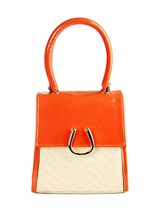 Mare Atelier Kadın Micro Dem Hasır Dokulu Rugan Omuz Çantası Turuncu EU