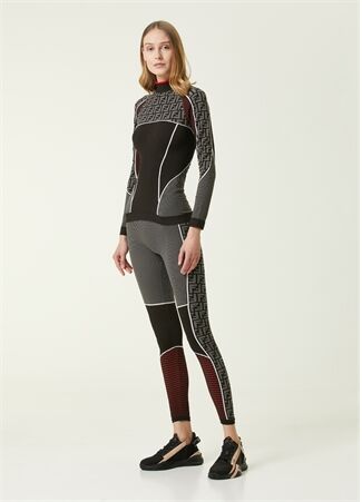 Fendi Kadın Siyah Logolu Dikişsiz Tayt Kahverengi L/XL EU