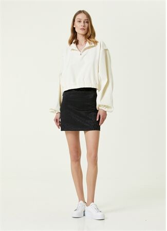 Les Benjamins Kadın Siyah Jakarlı Mini Etek S EU