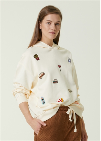 Beymen Club Kadın Ekru Kapüşonlu Patch Detaylı Sweatshirt Bej XS Beymen Club Kadın Ekru Kapüşonlu Patch Detaylı Sweatshirt Bej XS