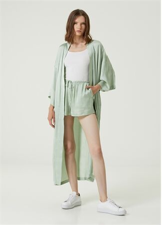 American Vintage Kadın Yeşil Çiçek Jakarlı Şort S EU